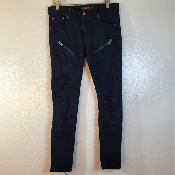 Copper Rivet | Jeans | Copper Rivet Skinny Distressed Zipper Moto Jeans ...